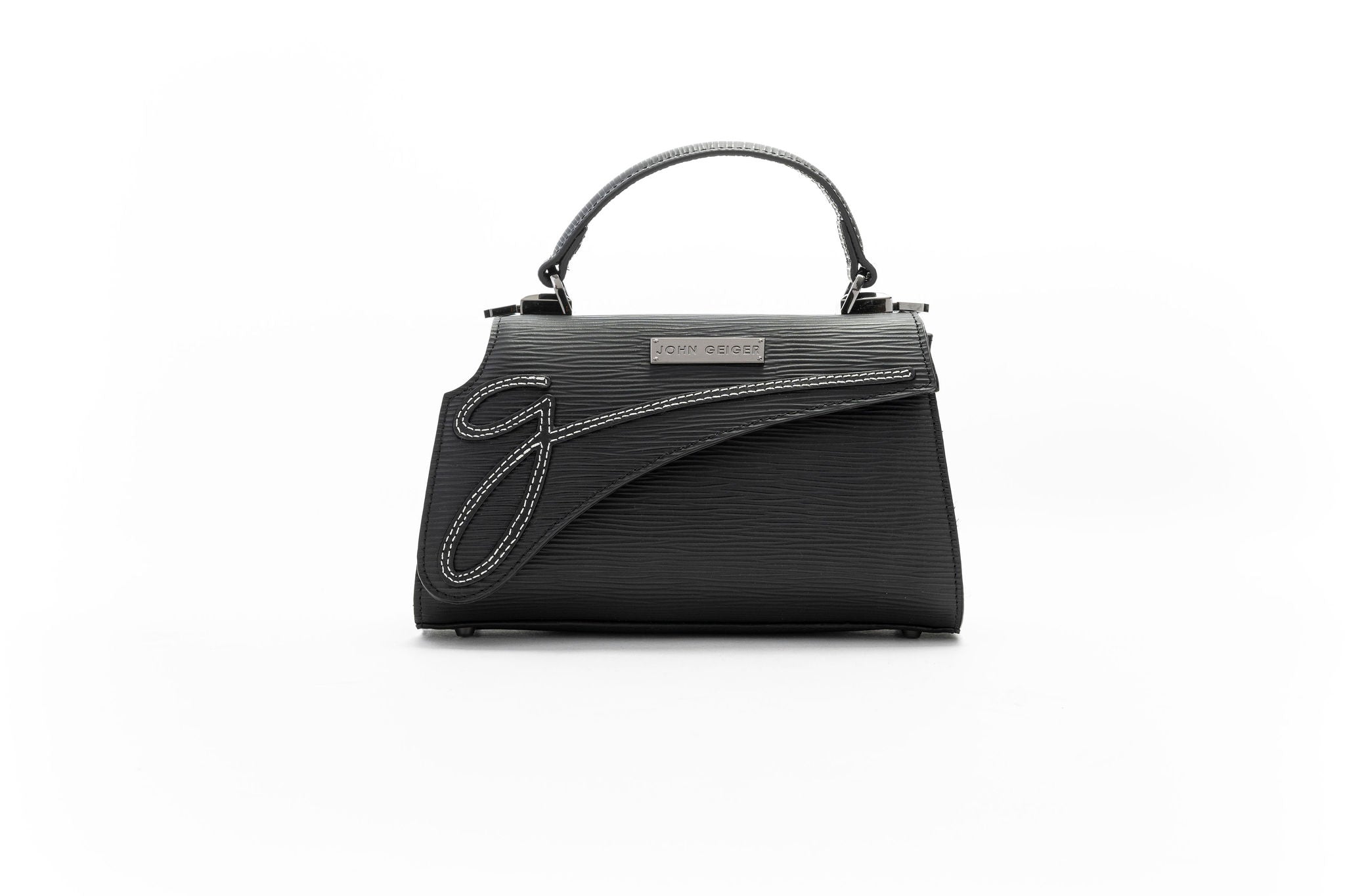 “Black/Black” Medium Lowercase Flap bag – John Geiger