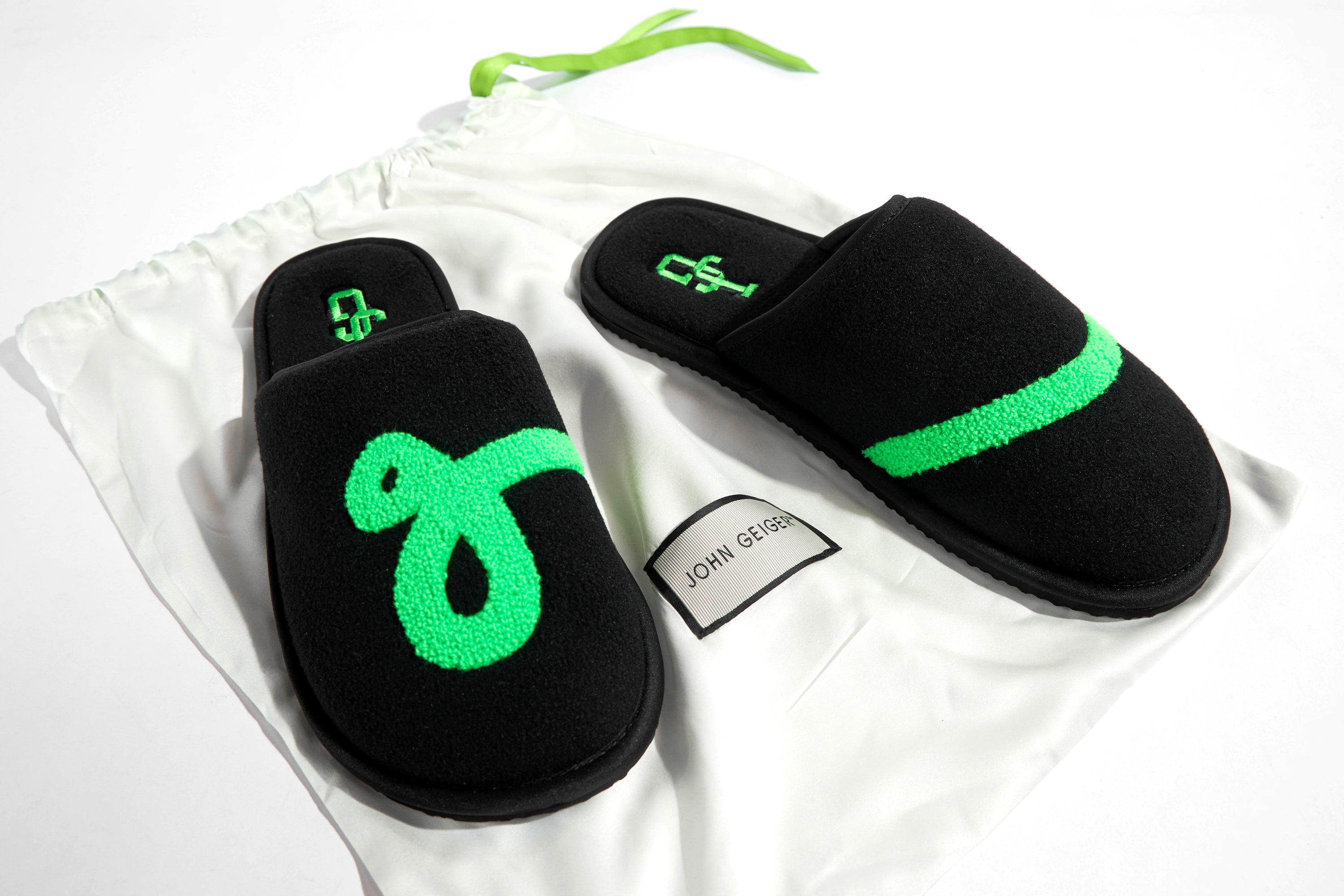 Black and Green JG House Slippers – John Geiger
